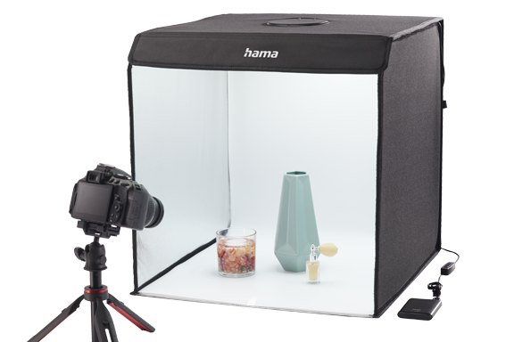 Mobiles Mini-Fotostudio "ToGo", faltbare Fotobox mit LED-Ringlicht ...